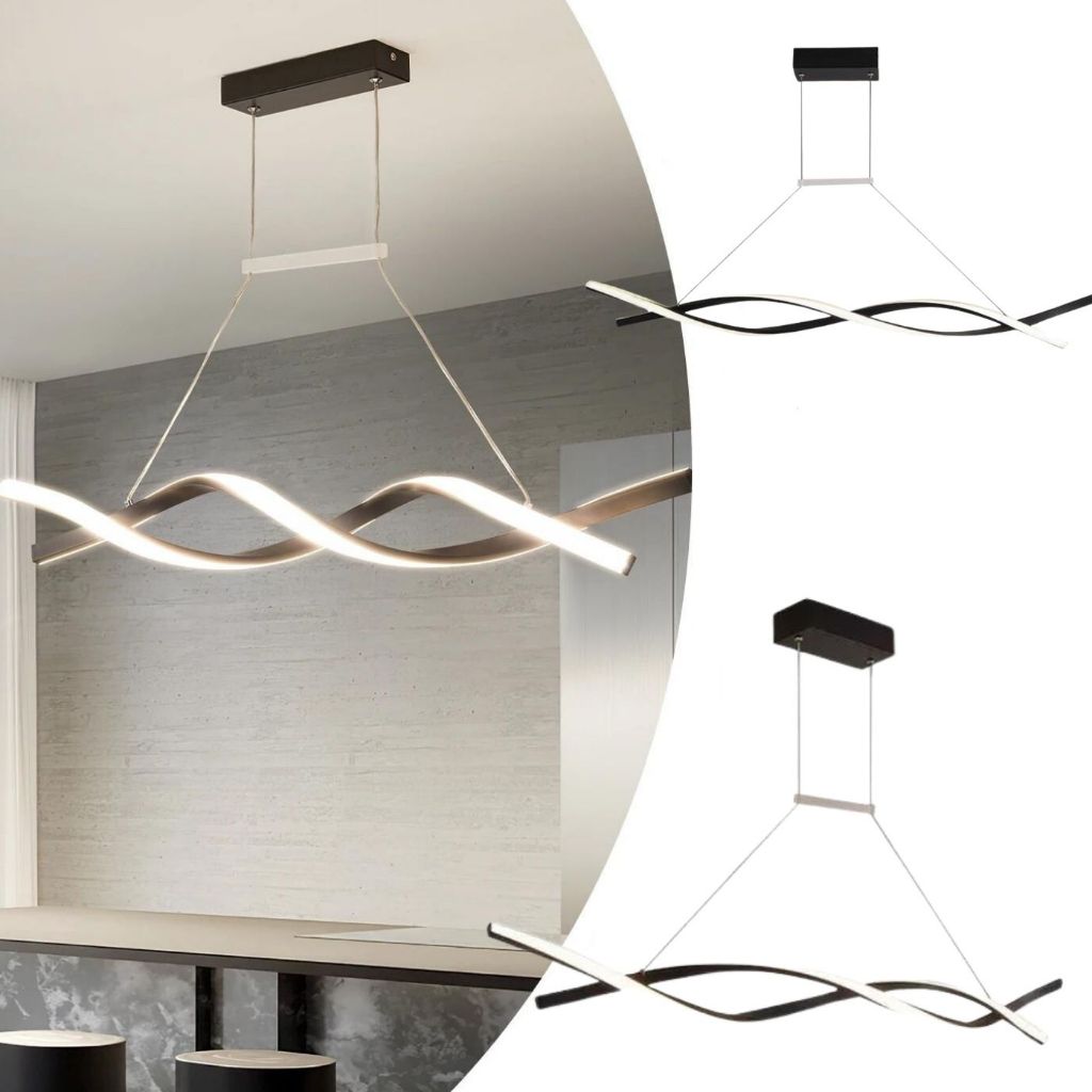 Lustre Pendente Preto Luz LED Luminária Quarto Sala Escritório Design ...