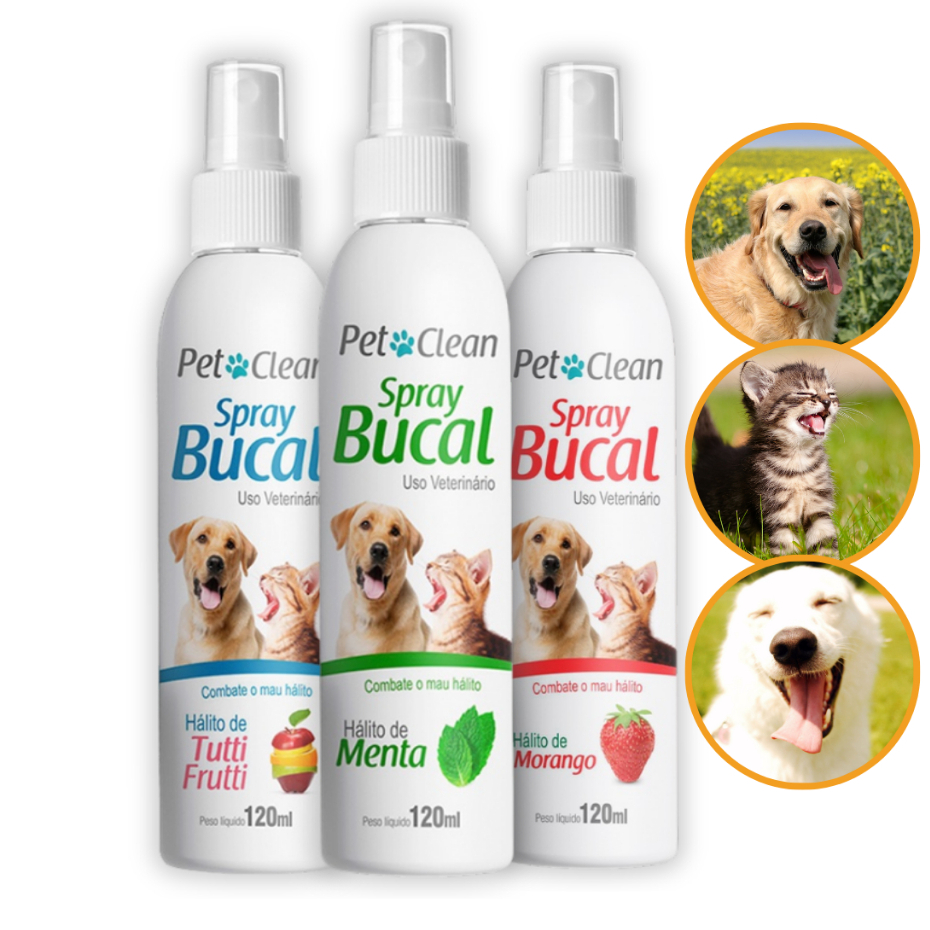 Spray Bucal Mau Hálito Para Cachorro Gato 120 Ml - Pet Clean | Shopee ...