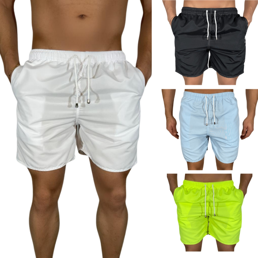 Short Tactel Mauricinho Liso 2C | Shopee Brasil