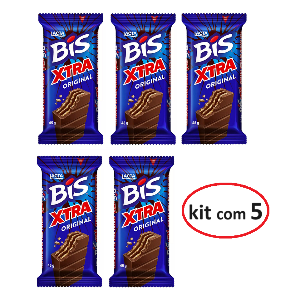 Kit 5 Chocolate Bis xtra Lacta 45g | Shopee Brasil