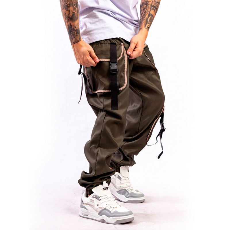 Calça Cargo Jogger Estilo Gringa Larga Rapper Trapper Corta Vento 100% ...