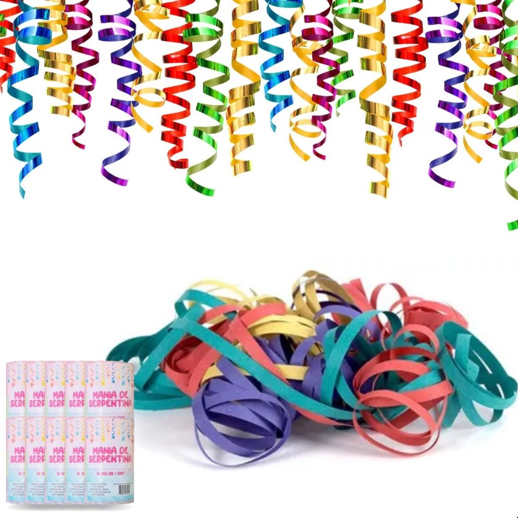 Serpentina Papel Colorida Carnaval 10 M X 1 Cm- 100 Unidades | Shopee ...