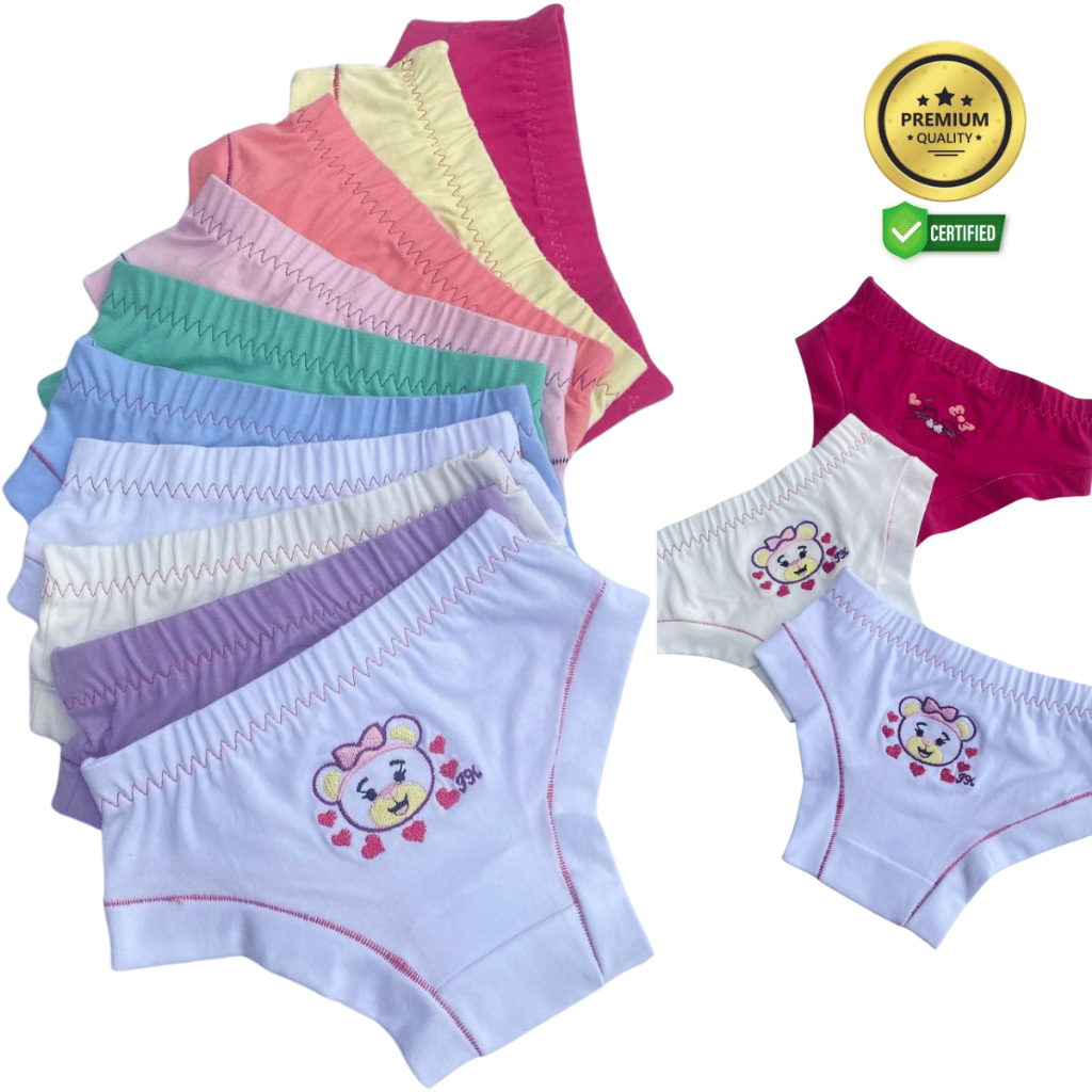 Kit Calcinha Infantil de Algodão Premium 100% algodão com forro super ...