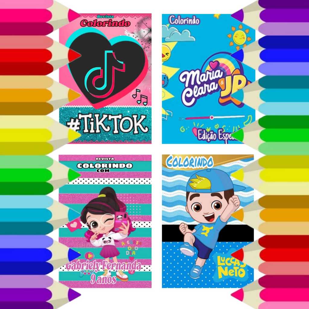 Livrinhos de Colorir para Lembrancinhas Luluca/Lucas Neto/Tic Toc/Maria ...