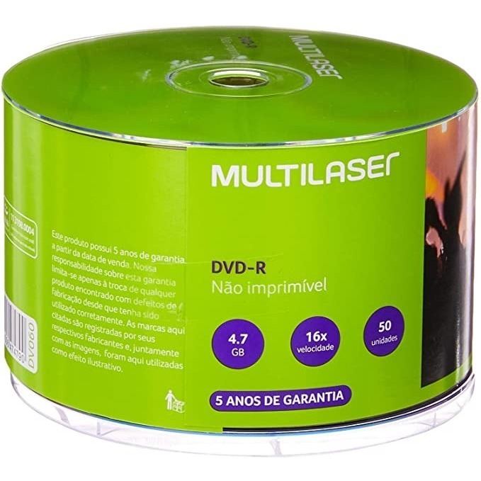 50 Unidades Dvd-r Virgem Multilaser Logo 4.7gb 120 min | Shopee Brasil