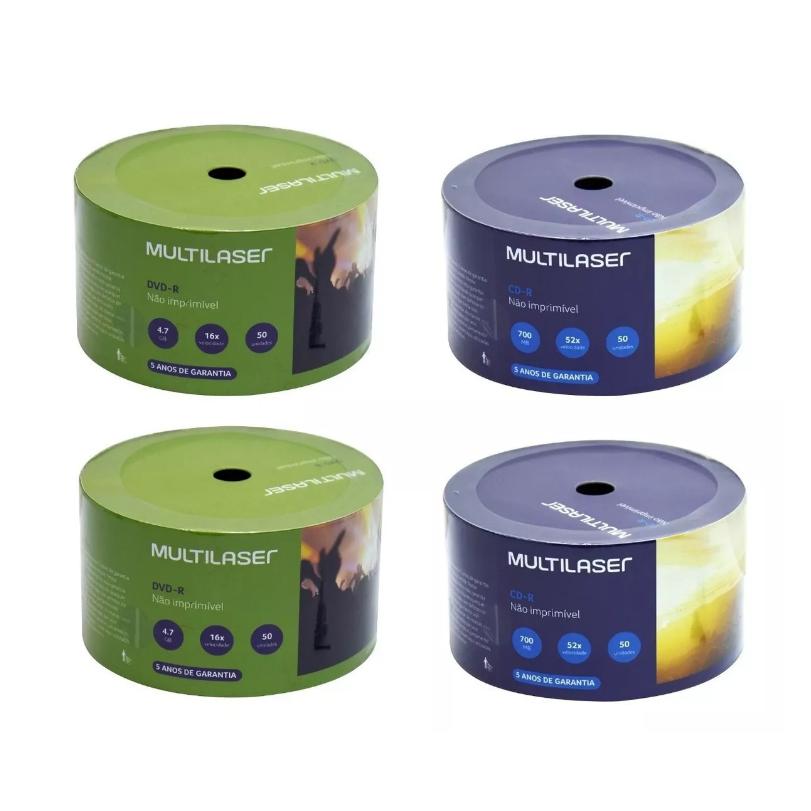 Cd Virgem Multilaser C/logo Lacrado Cd e Dvd Original 50 Unidades ...
