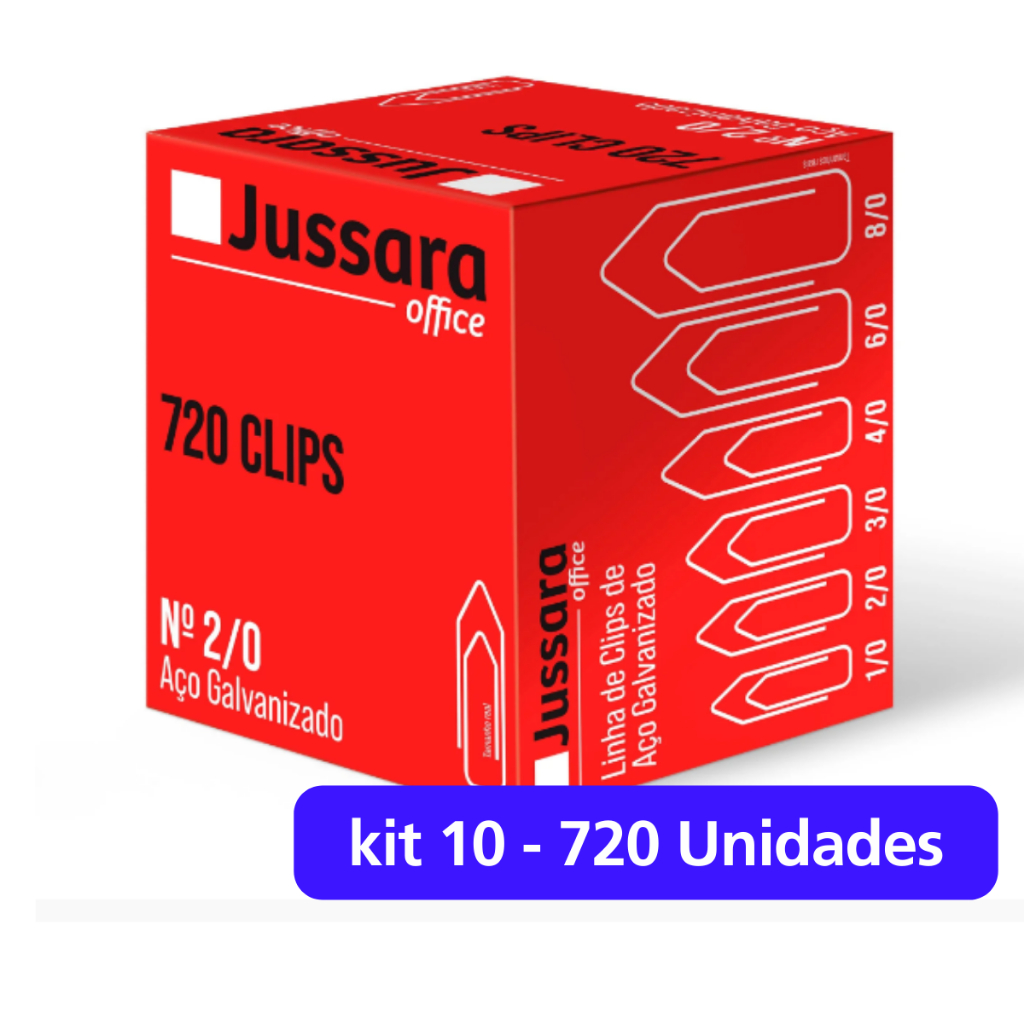 Kit 10 Caixas Clips Aço Galvanizado 2/0 Para Papel | Shopee Brasil
