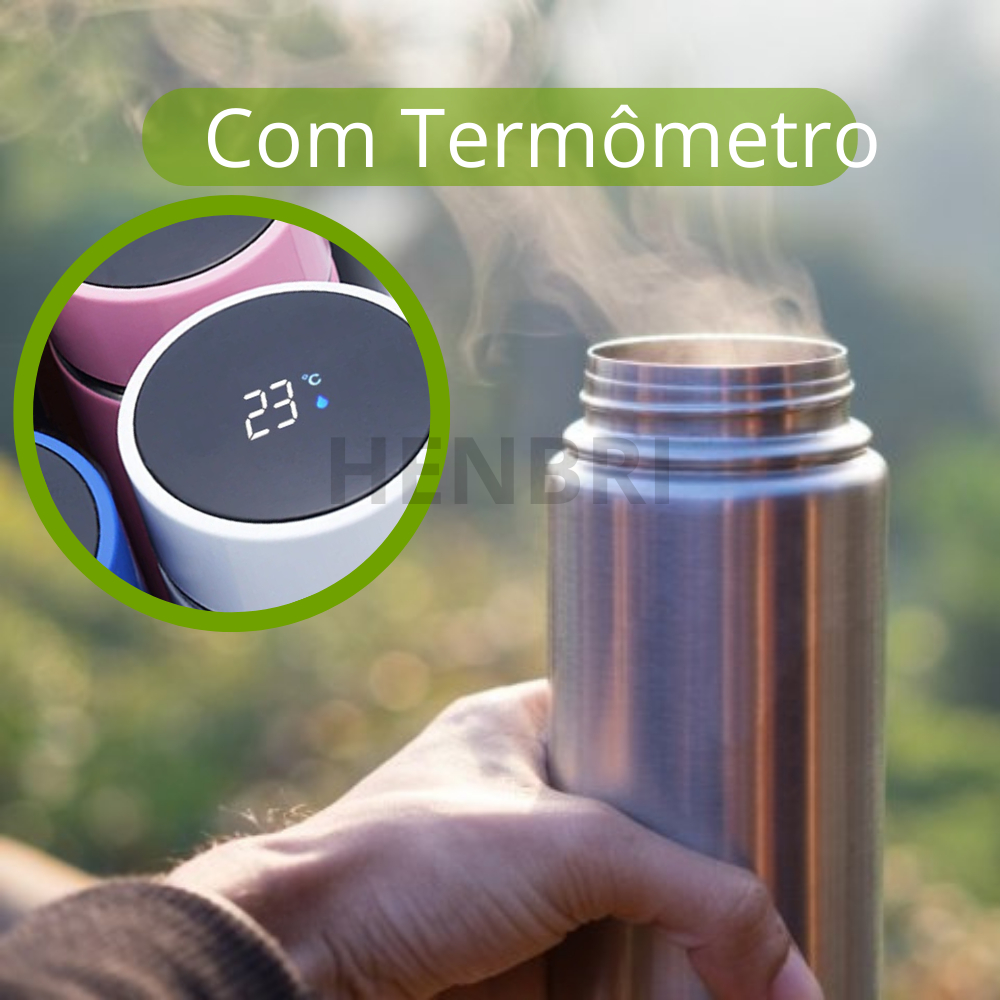 Garrafa Térmica Inteligente em Aço Inox com Sensor Digital e Medidor de ...