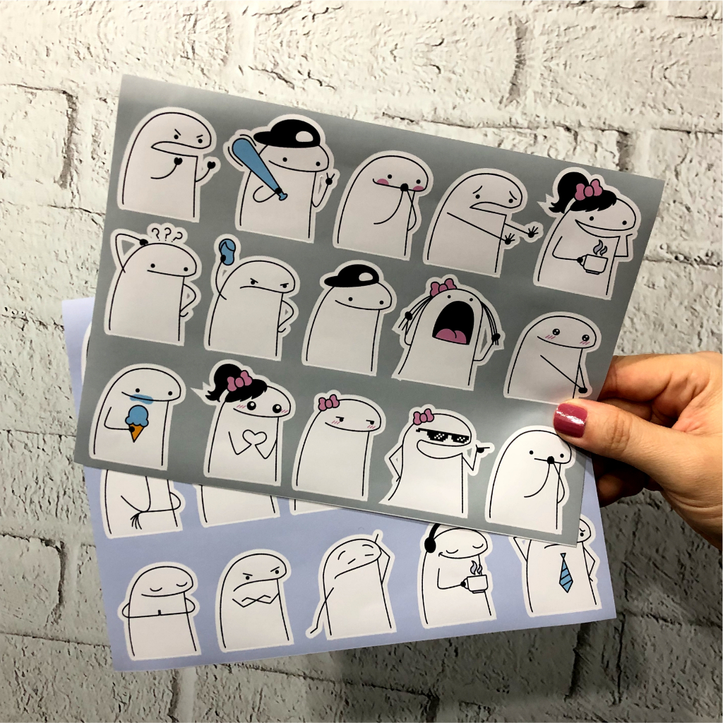 Cartela Adesivo Vinil Sticker FLORK para colar Biblia, Caderno, Celular ...