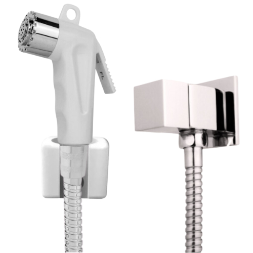 Ducha Higiênica Luxo Gatilho Paris Branco + Engate Flexível Aço Inox ...