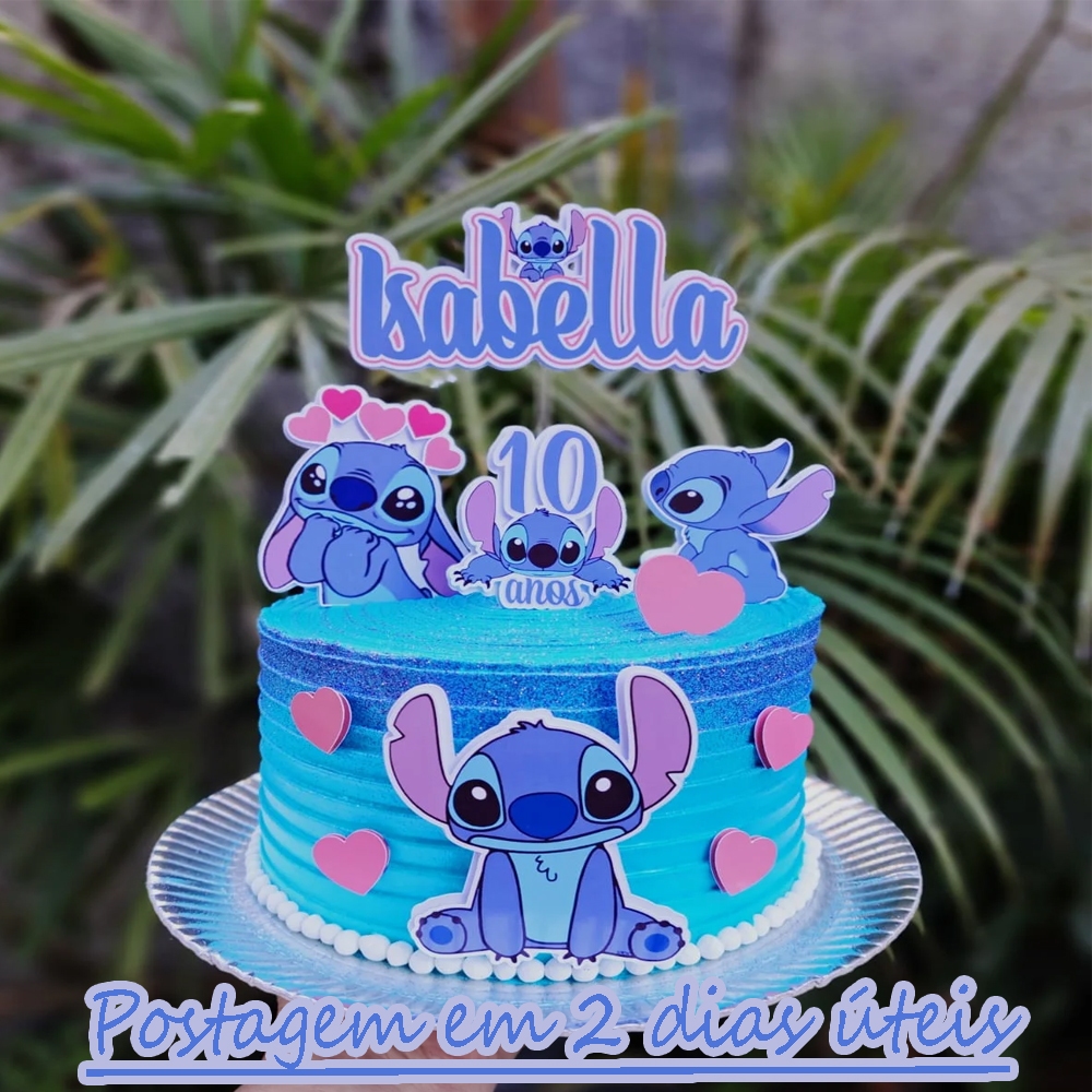 Topo de bolo lilo stitch Personalizado com nome | Shopee Brasil