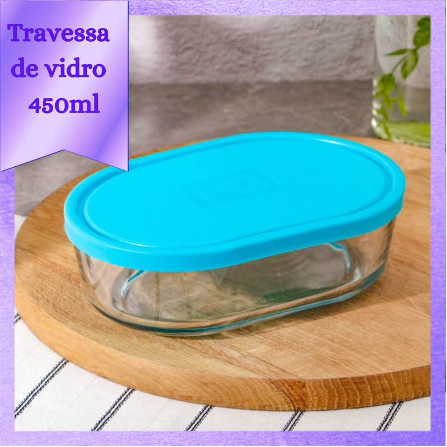 Travessa De Vidro Com Tampa 450ml Vasilha de Vidro para Armazenamento ...
