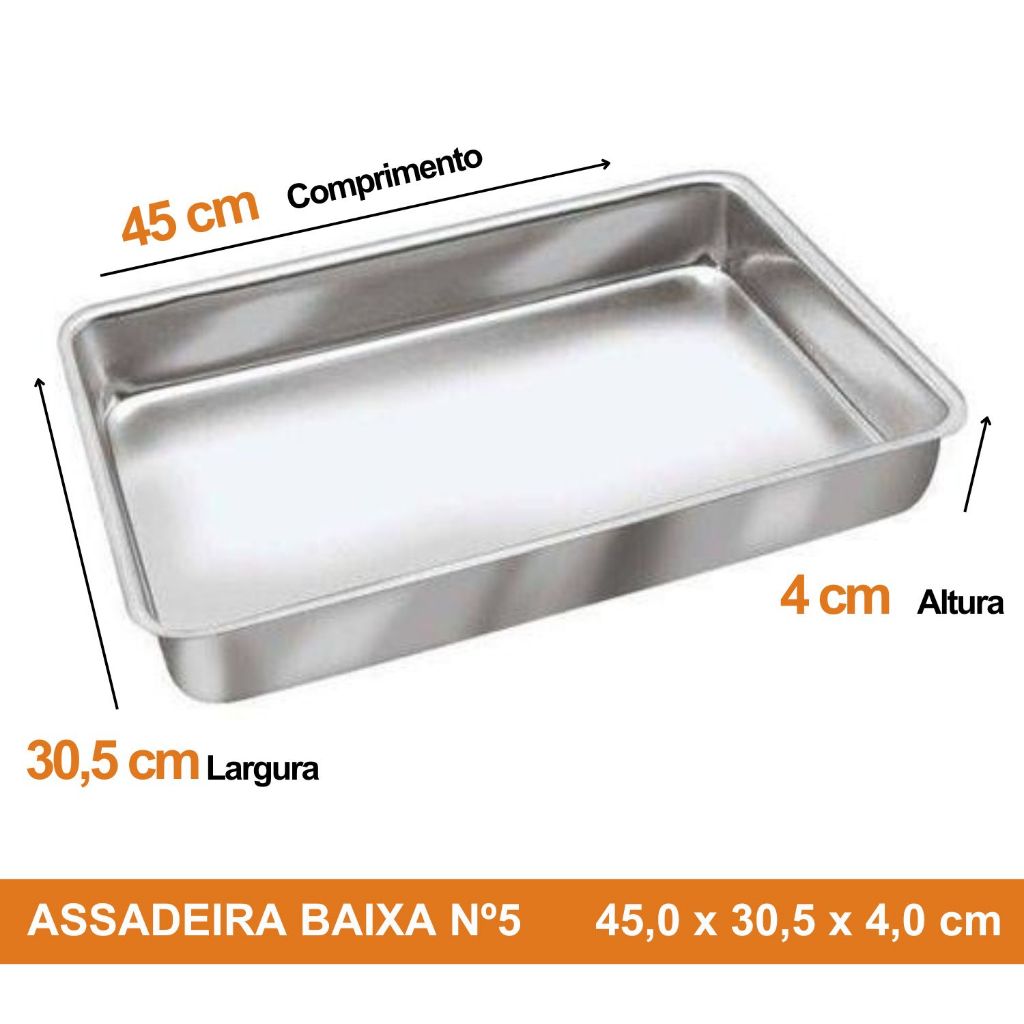 Forma Para Bolo Assadeira de Alumínio Reforçado Grande Baixa Nº5 ...