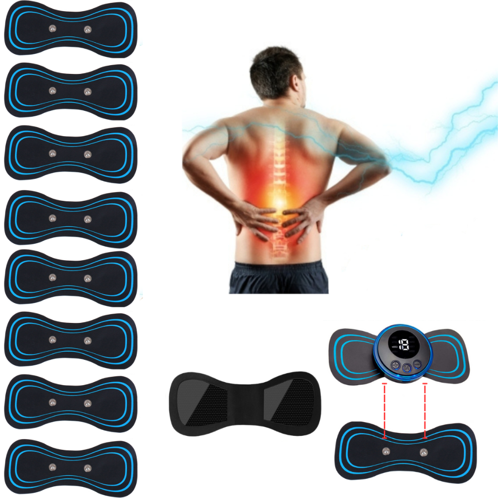Kit 08 Adesivos Refil Massageador Portátil Recarregável EMS Dor Coluna ...