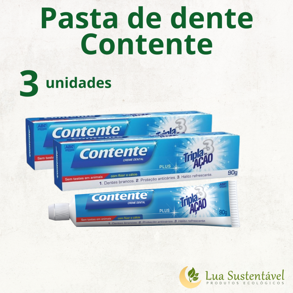 KIt com 3 pastas de dentes VEGANA - Contente Tripla Ação 90g | Shopee ...
