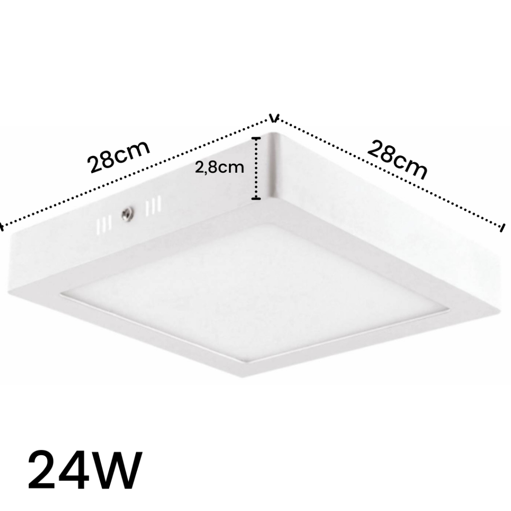 Luminaria Led Teto Plafon Sobrepor Quadrad 24W Branco Neutro | Shopee ...
