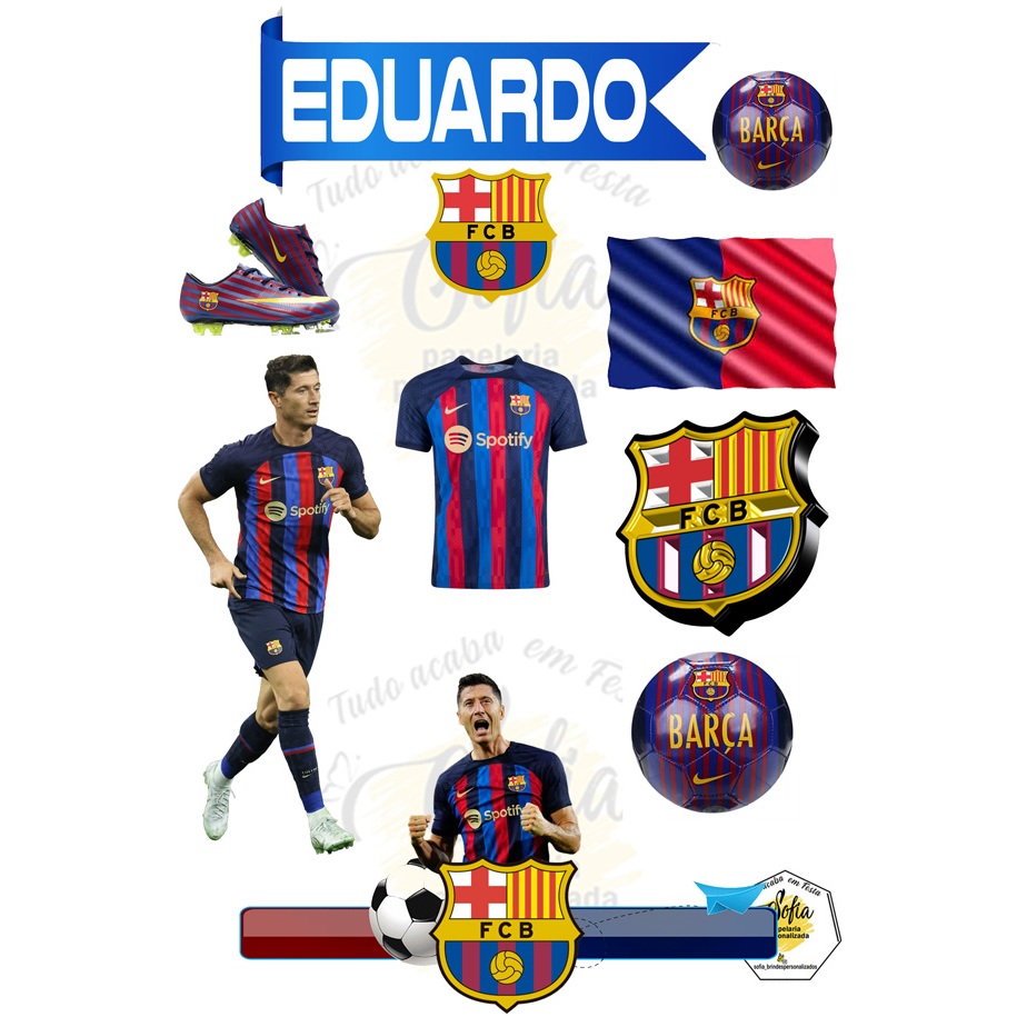 Topo de bolo Barcelona 02 topper personalizado Lewandowski | Shopee Brasil