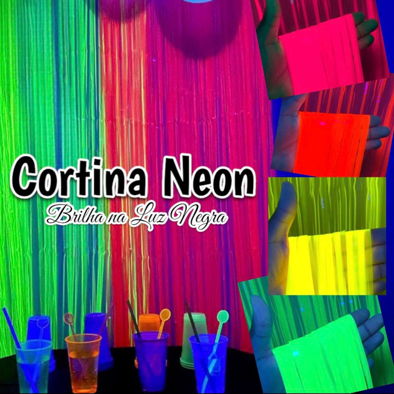 Cortina Neon KIT com 3 Unidade Decoração de Festa Neon Aniversário e ...