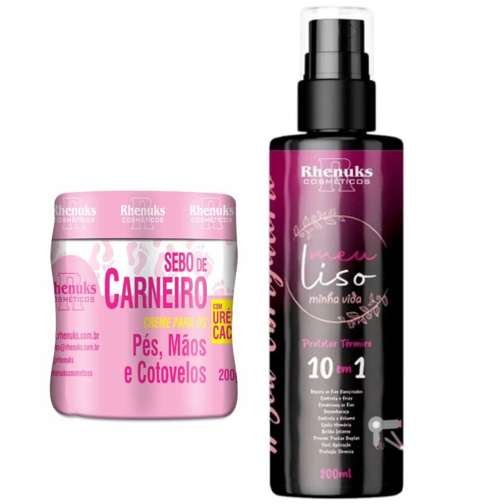 Kit Spray Protetor Térmico Capilar Meu Liso 200ml E Creme Anti ...