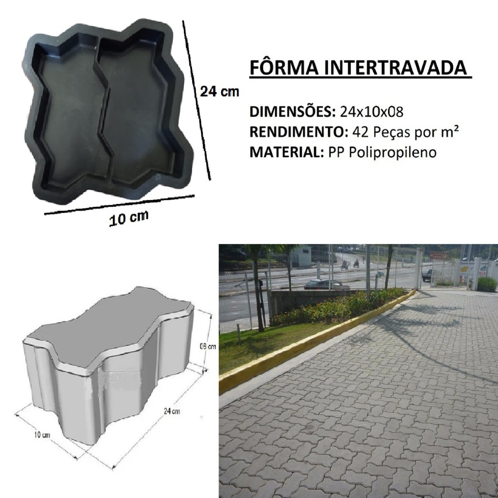 Forma Dupla Intertravada Bloquete Tijolos De Concreto/Cimento 24x10x8 ...