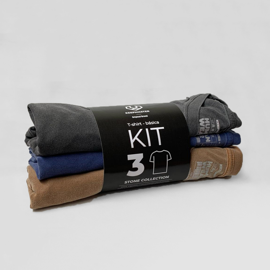 Kit 3 Camisetas Estonadas Lisas Masculina Keepmaster 100% Algodão Reavy ...