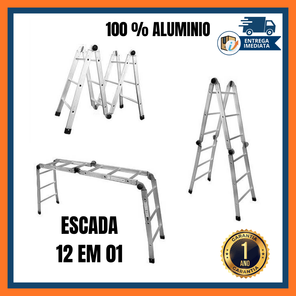 Escada Articulada Alulev Multifuncional 12 em 01 | Shopee Brasil