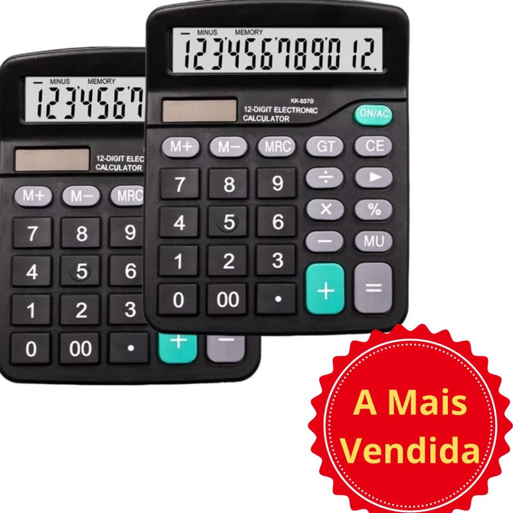 Calculadora Eletrônica Digital Com 12 Dígitos Preto Teclas Grandes ...