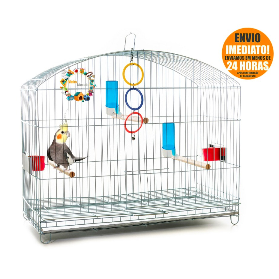 Gaiola Grande COMPLETA Para Calopsita Aves Similares Malha Larga ...