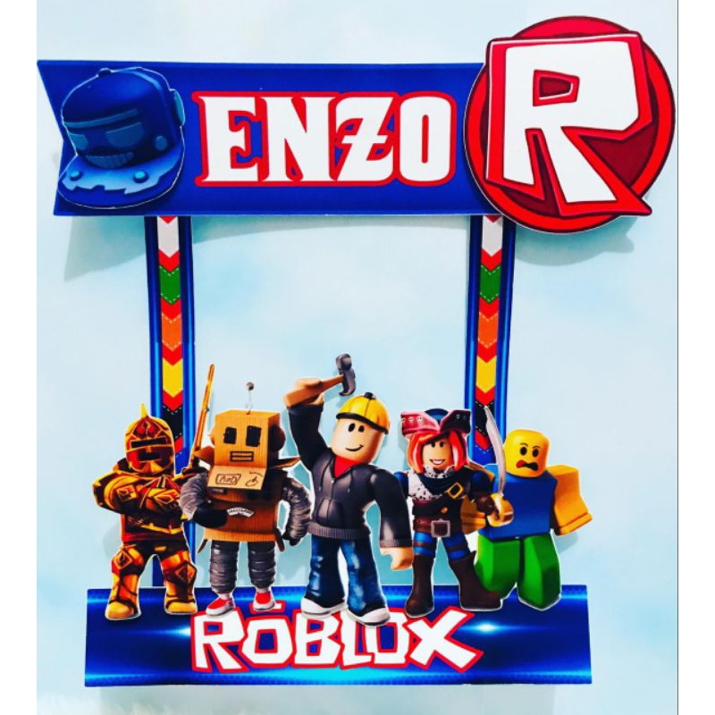 topo/Topper de bolo para aniversário, Roblox tema Roblox personalizado ...