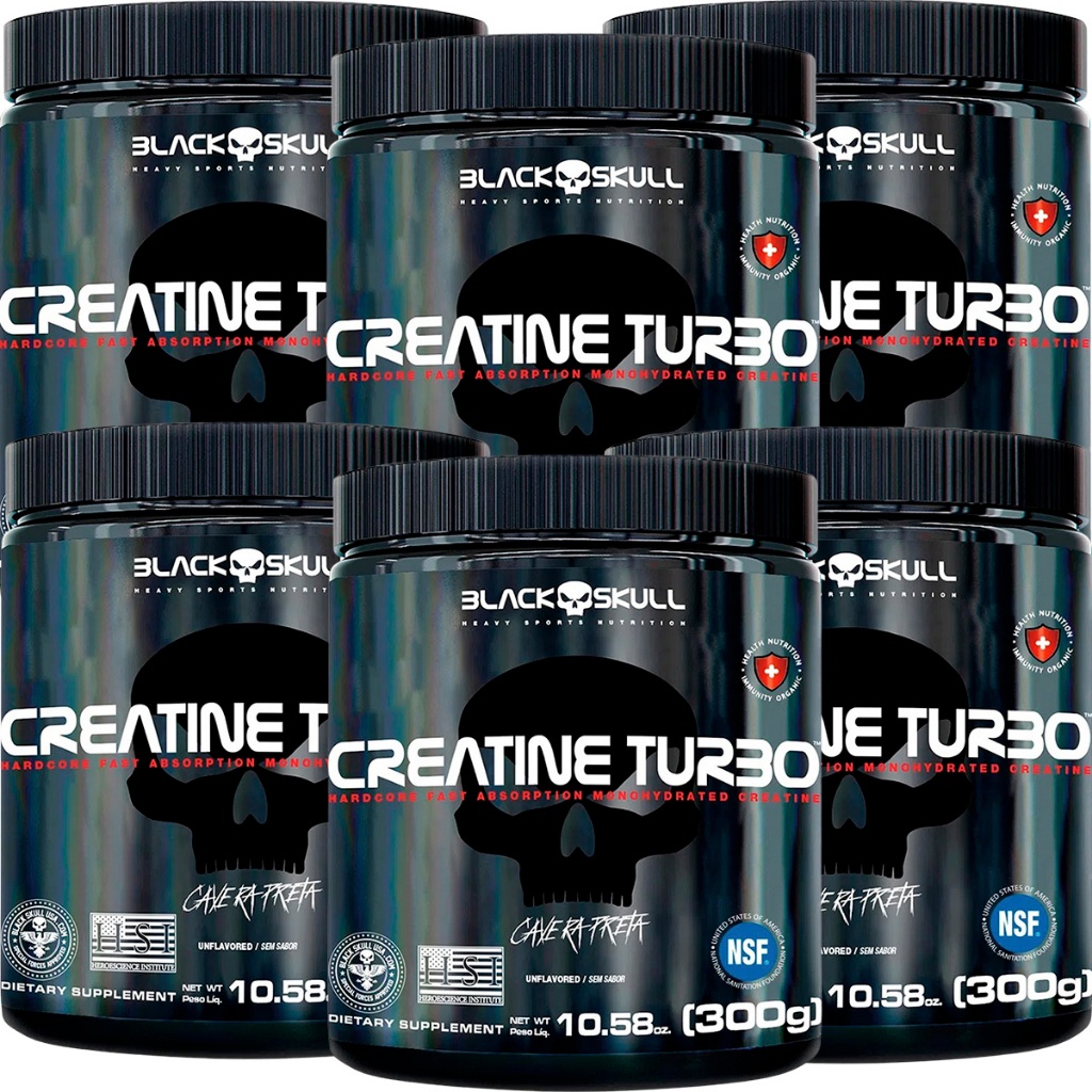 Kit 6x Creatine Turbo 300g Creatina Original Black Skull Sabores ...