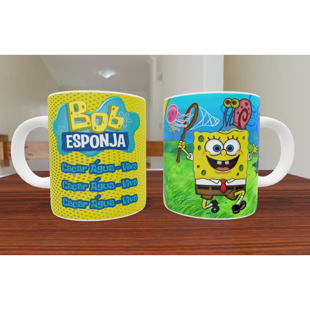 Caneca plástica infantil bob esponja | Shopee Brasil