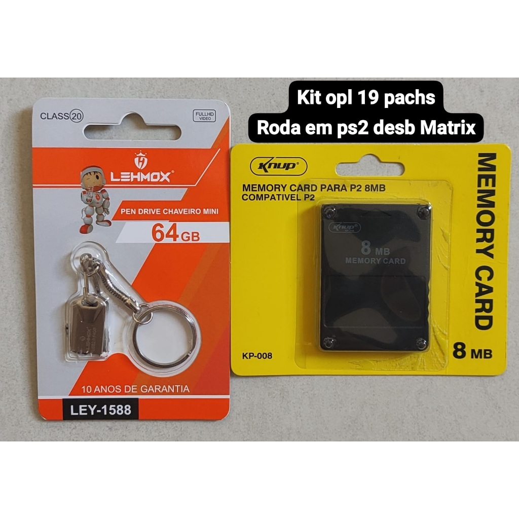 kit opl pen drive 64gb 19 jogos + memory card 8mb para ps2 | Shopee Brasil