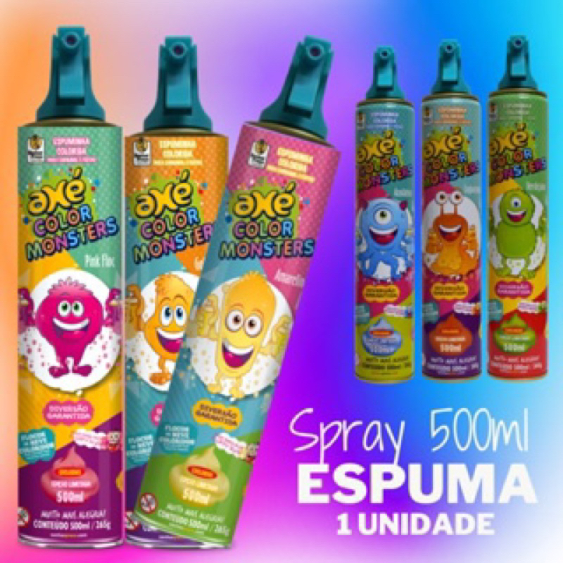 KIT COM 24 ESPUMINHA CARNAVAL COLORIDAS ll AXÉ MONSTER COLORIDA DE 500 ...