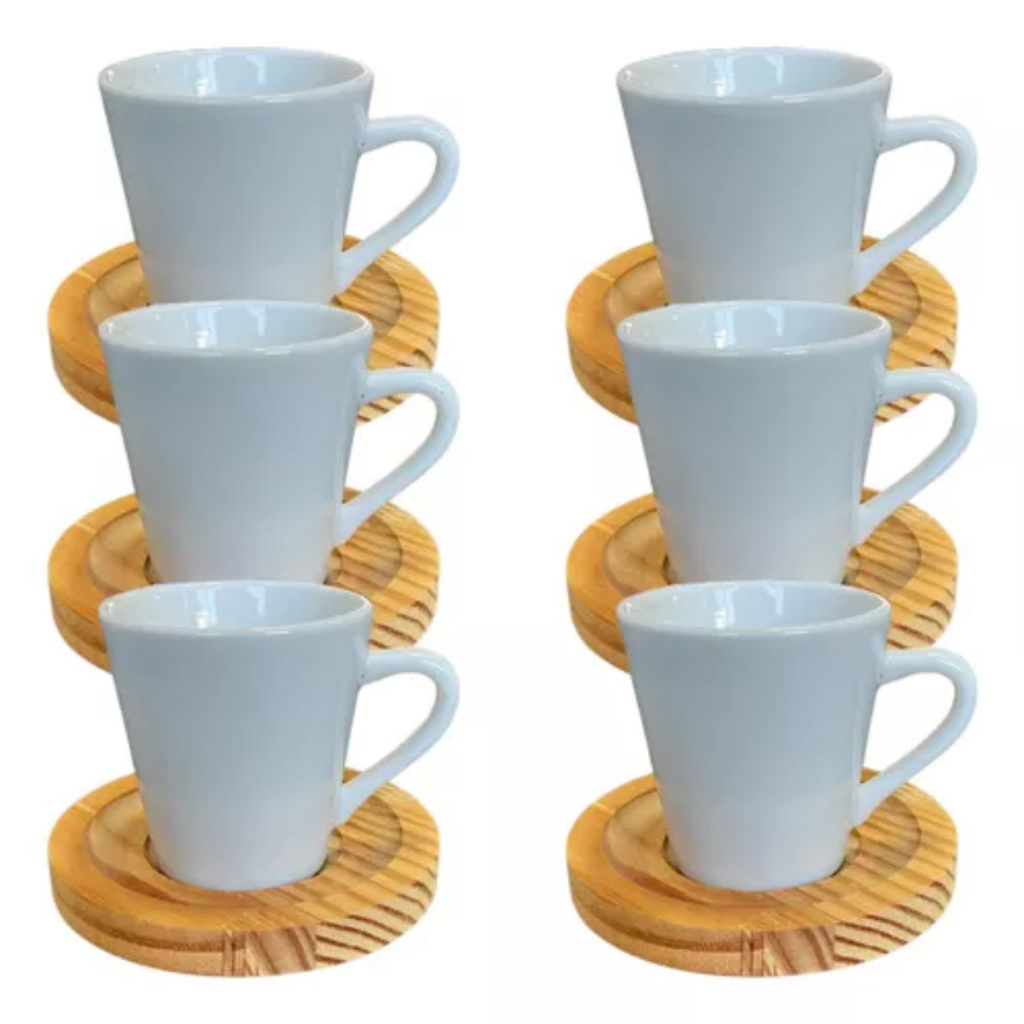 Jogo 6 Xicaras Com Pires Café Expresso 120ml Porcelana | Shopee Brasil