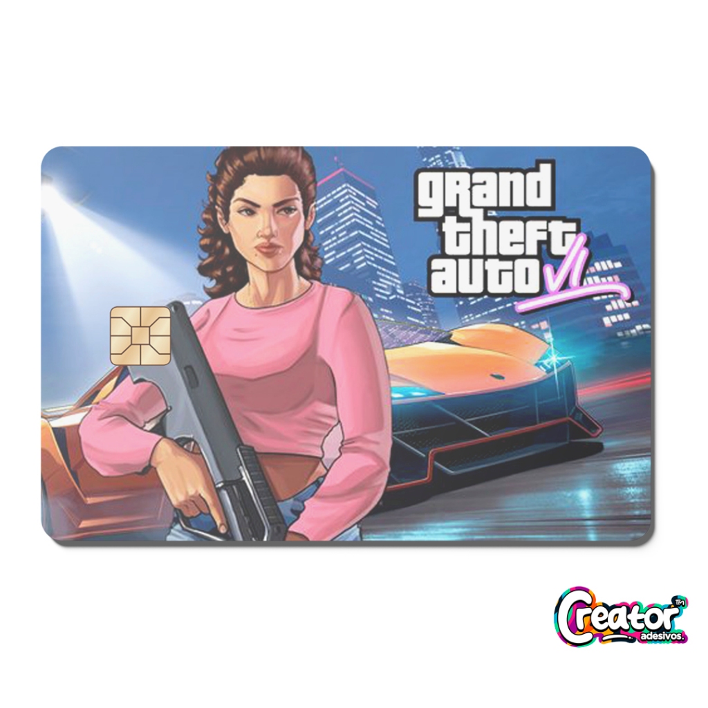 Adesivo para Cartão GTA VI Grand Theft Auto Six - Adesivo Vinil PREMIUM ...