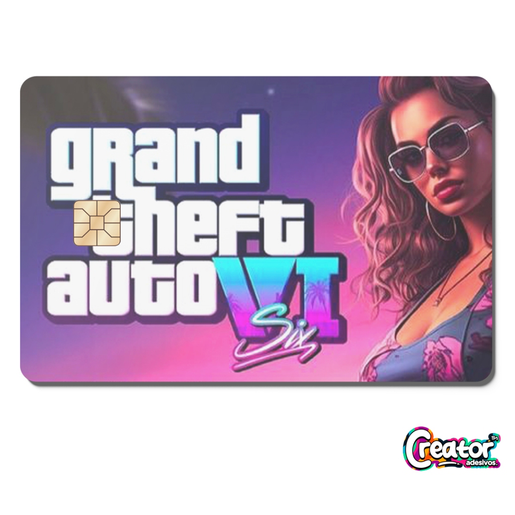 Adesivo para Cartão GTA VI Grand Theft Auto Six - Adesivo Vinil PREMIUM ...