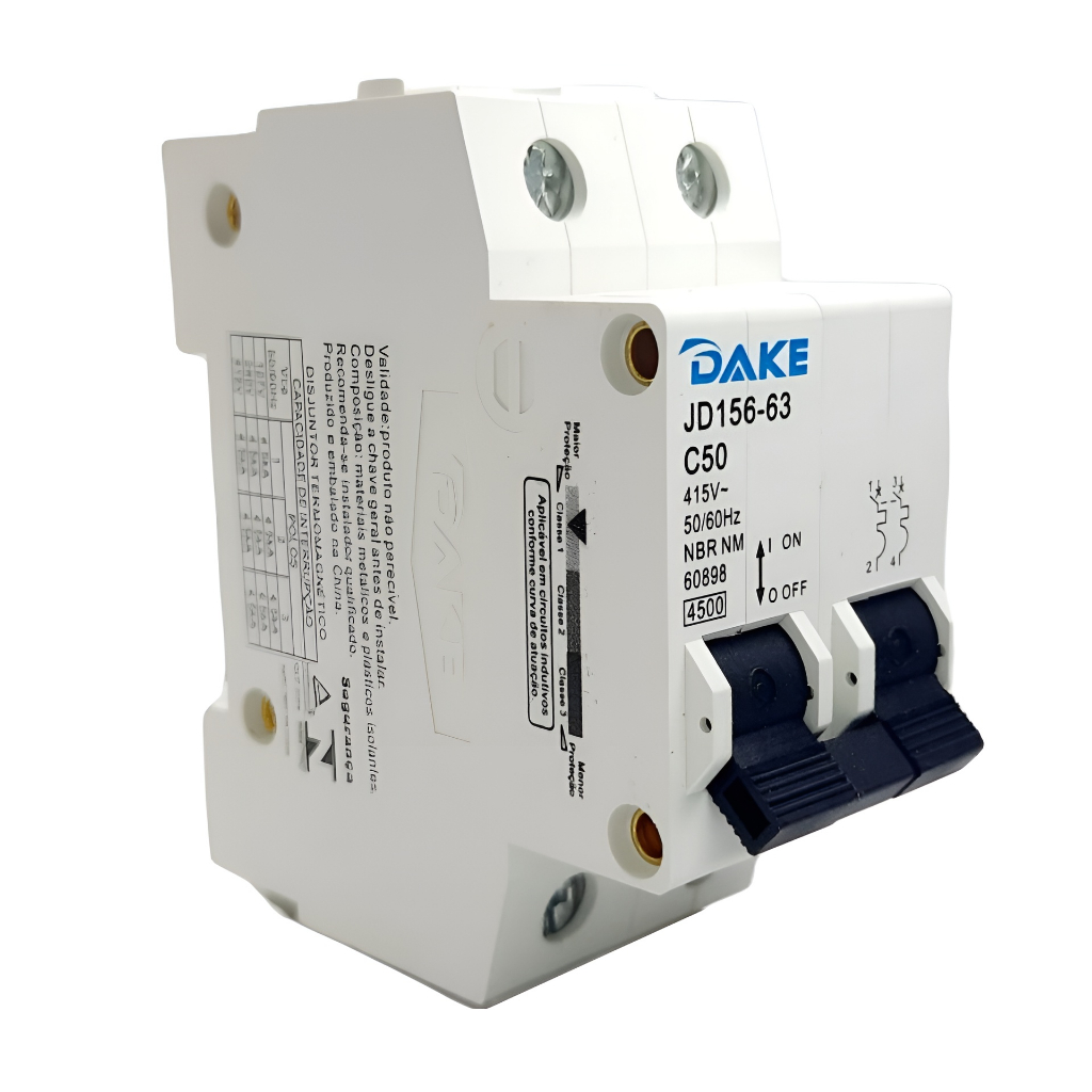 Disjuntor Corrente Alternada Bivolt Curva C Dake de 50 a 63Amperes ...