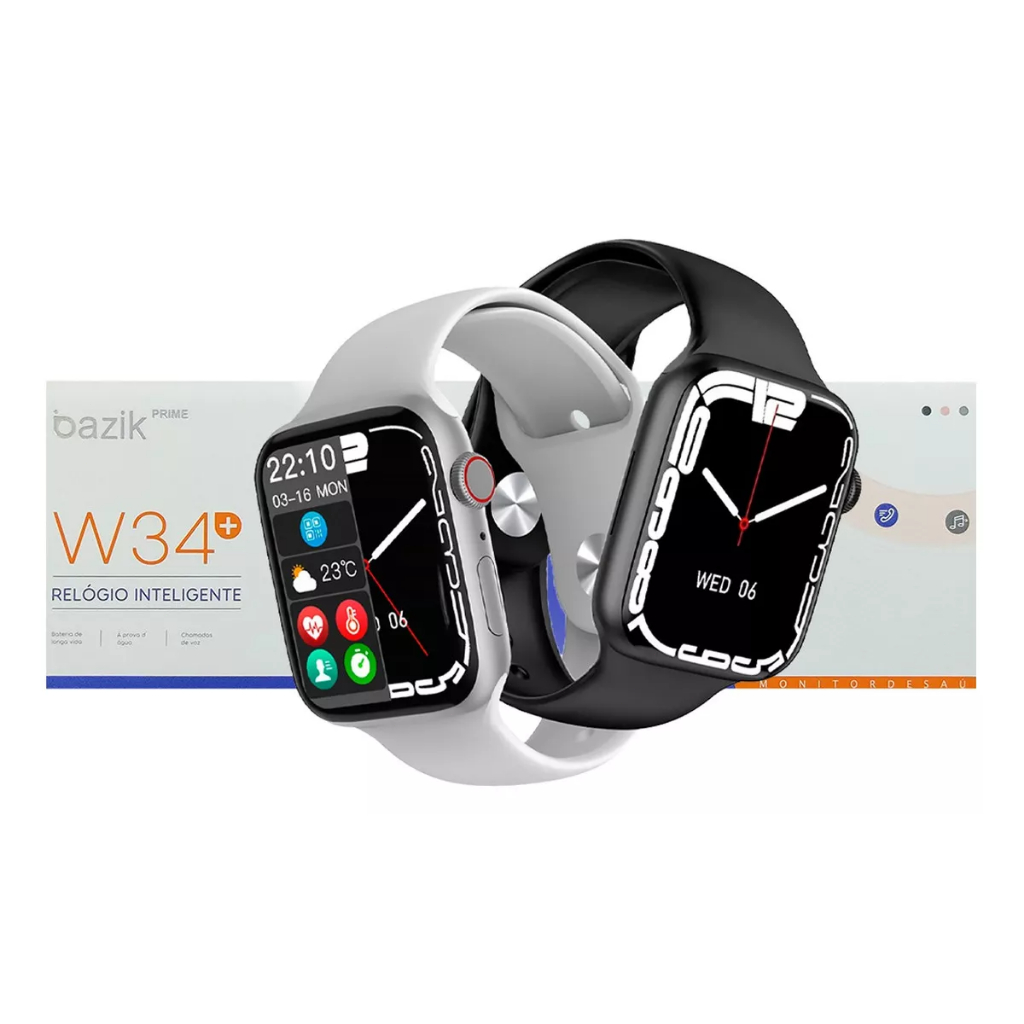 Smartwatch W34+ Serie 8 Relógio Digital Masculino E Feminino - Faz a Boa!