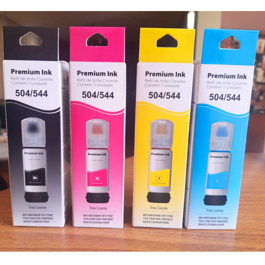 Kit 4 Tintas Para Impressora T544 -L1110 L3110 L3150 L3160 L3210 L3250 L5190 | Shopee Brasil
