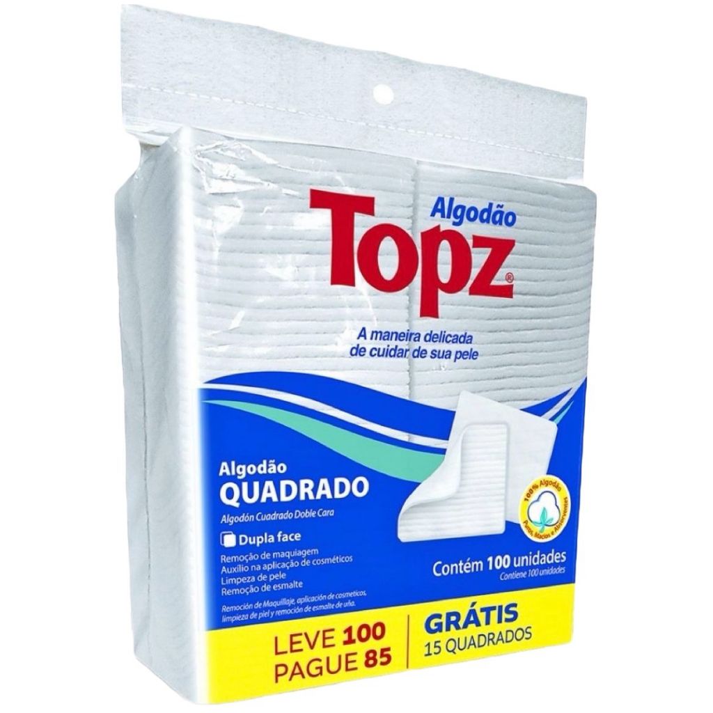 Algodão Hidrófilo Quadrado Topz Dupla Face C/100 Unidades | Shopee Brasil
