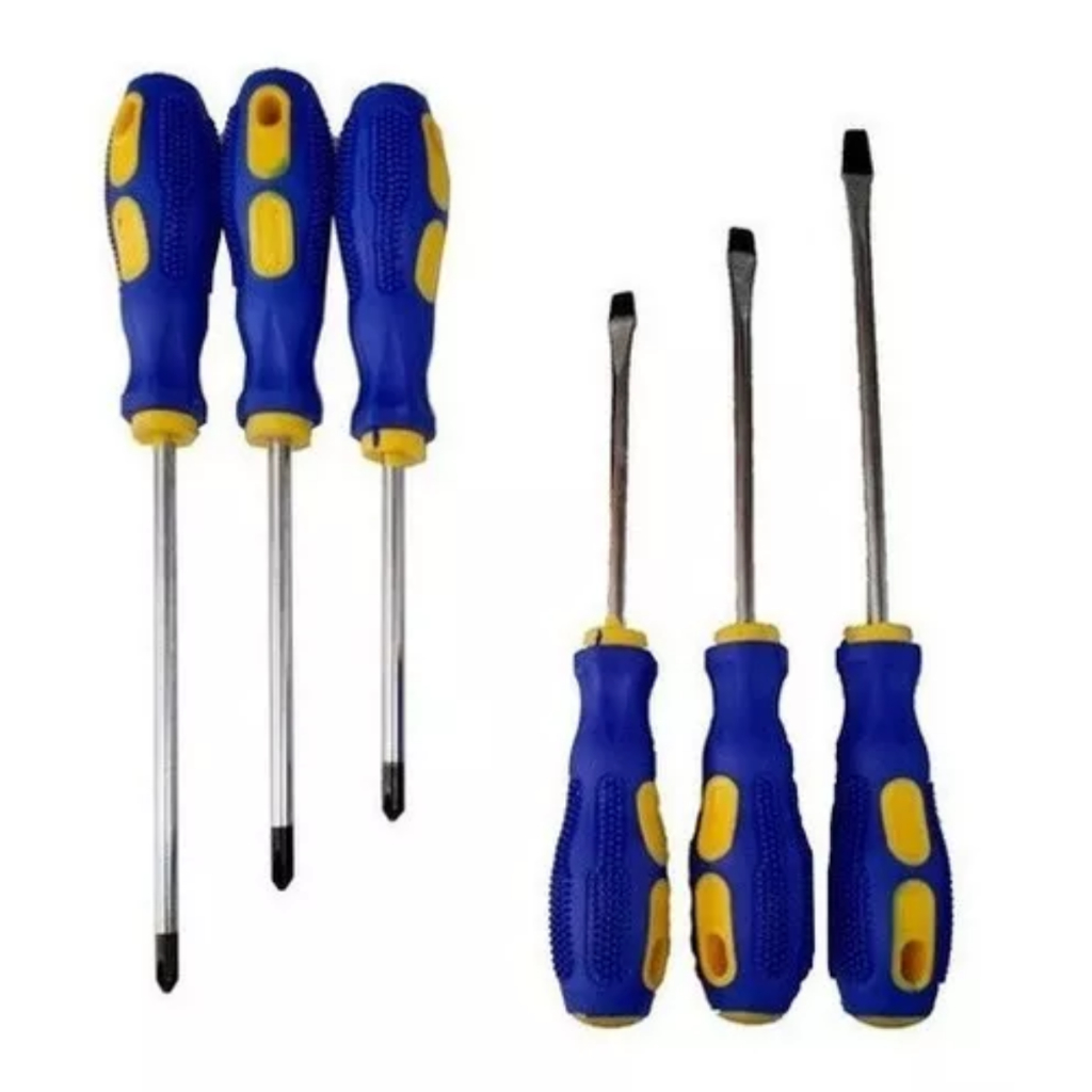 Kit Jogo Chave De Fenda E Phillips Com 6 Peças Ferramentas Aço Cromo ...