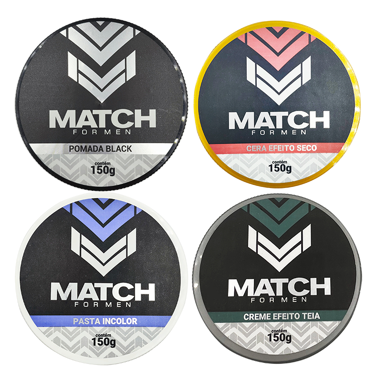 Kit 4x Pomadas Modeladoras Fixadoras Match Formen Não Resseca Penteados ...