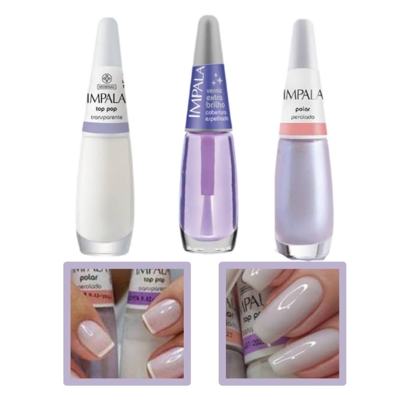 Kit Esmalte Francesinha Impala Top Pop Polar Verniz Extra Brilho 7,5ml ...
