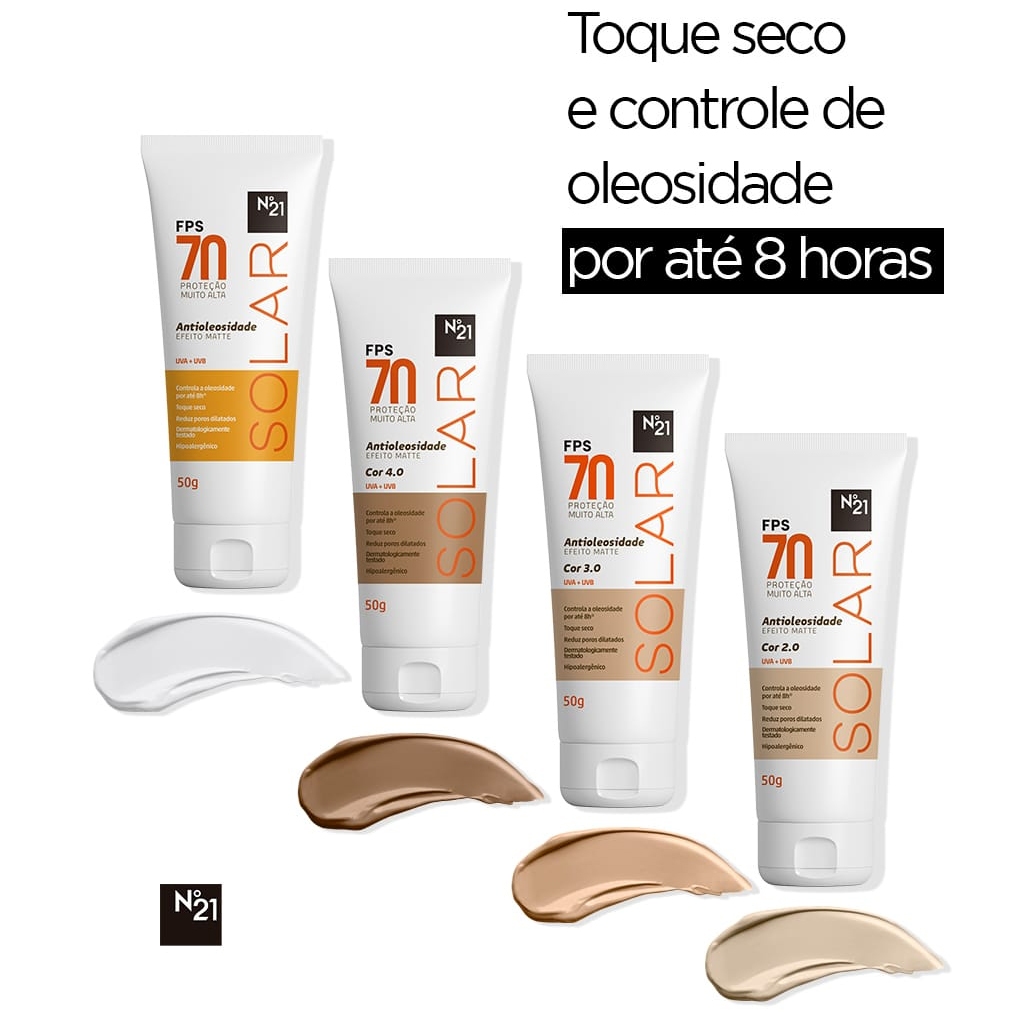 Protetor Solar N°21 Antioleosidade FPS70 com 50g | Shopee Brasil