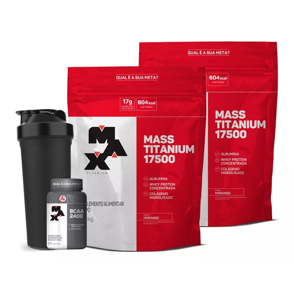2x Hipercalorico Mass Titanium - 1,4kg + Bcaa 60 Cápsulas ...