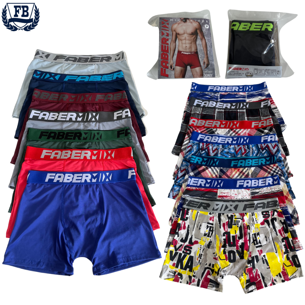 Kit 5 Cuecas Masculinas Cueca Box Boxer Microfibra Adulto Faber ...