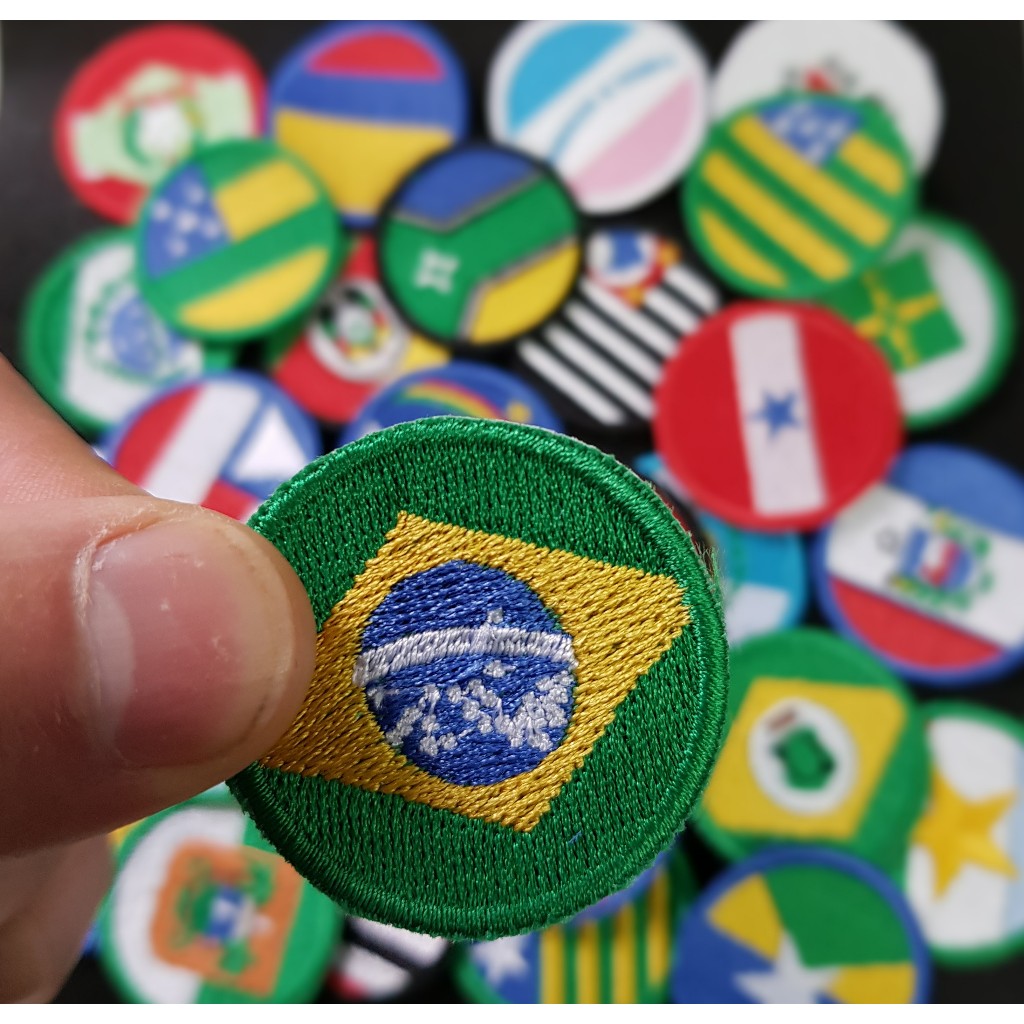 Kit c/ 3 Pçs Patch Bordado Mini Bandeira Redonda Brasil e Países do ...
