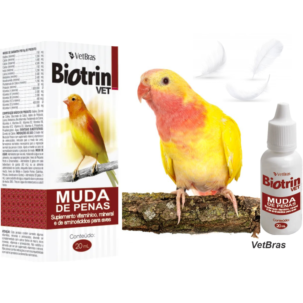 Biotrin Vetbras Para Muda de Penas de Passaros Suplemento Vitaminico ...