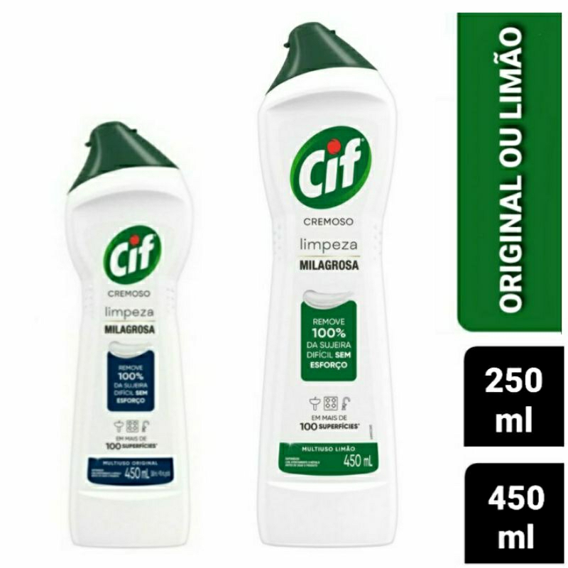 Limpador Cif Cremoso Limpeza Milagrosa Original ou Limão - 250/450ml ...