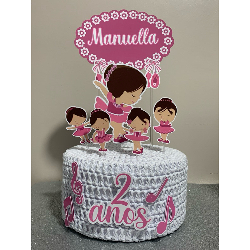 Topo De Bolo Bailarina Rosa Personalizado Shopee Brasil